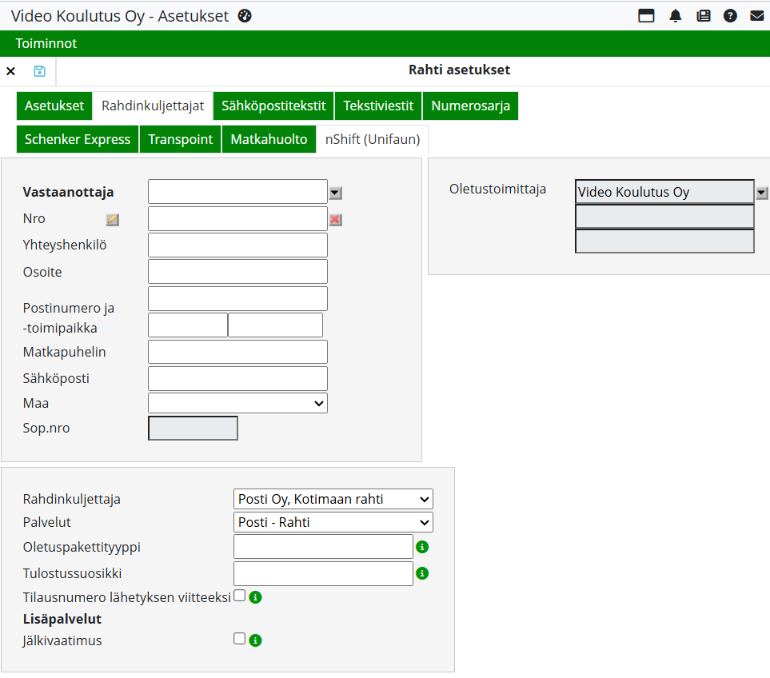 Unifaun (nShift Delivery)